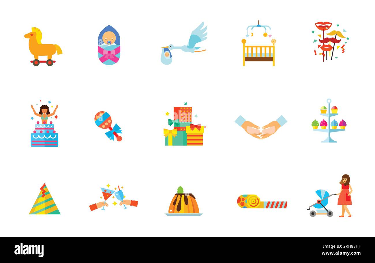 Newborn party icon set Stock Vector Image & Art - Alamy