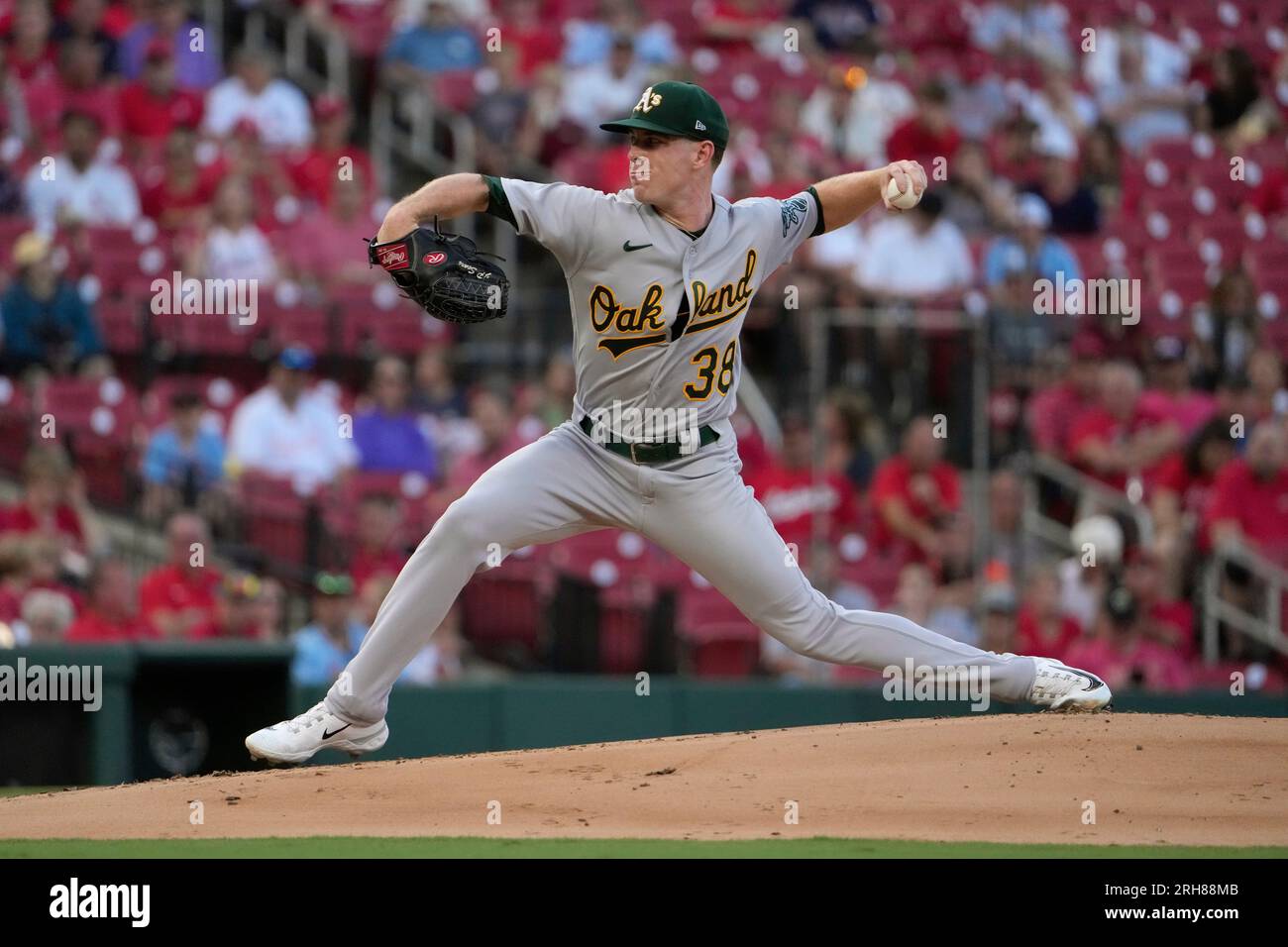 Oakland Athletics starting pitcher JP Sears throws during the first ...