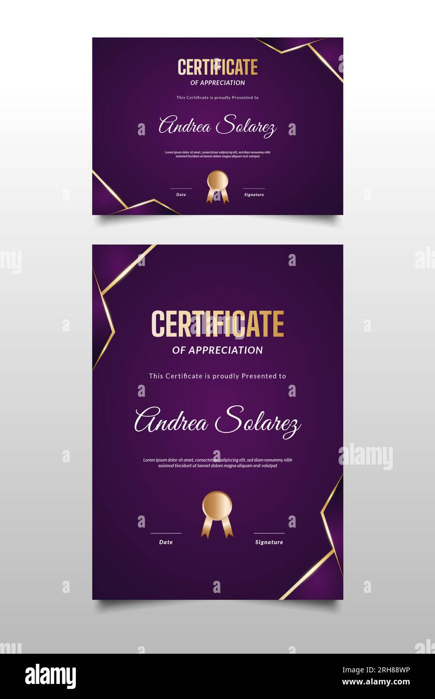 Certificate border purple hi-res stock photography and images - Alamy