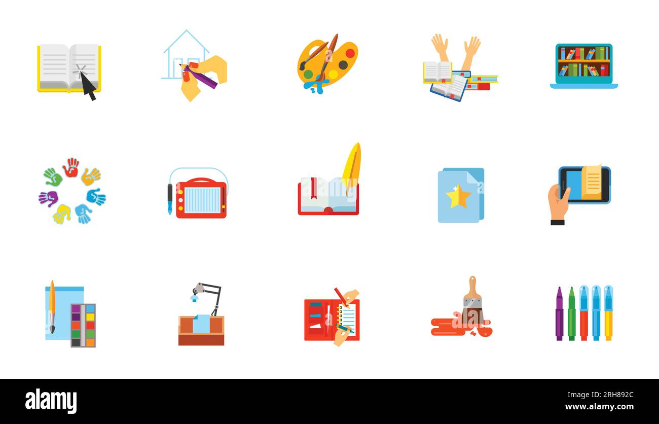 Drawing and library icon set Stock Vector Image & Art - Alamy
