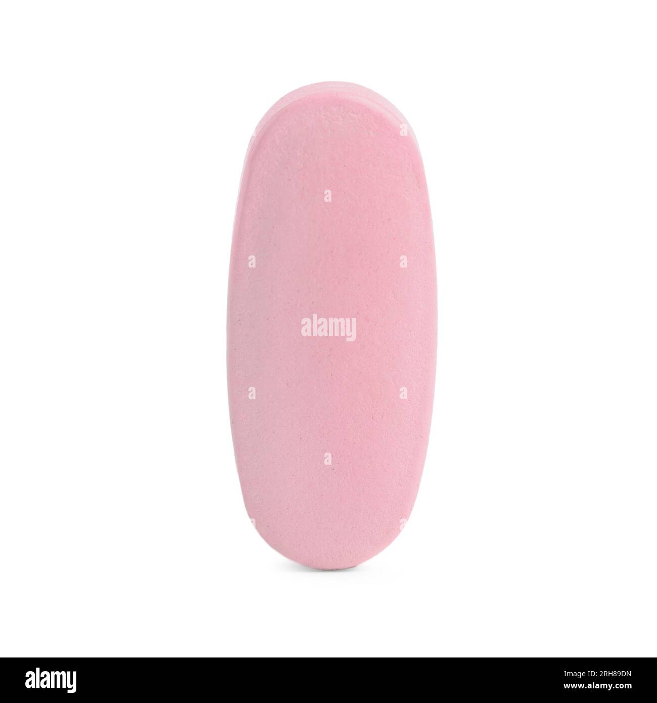 One pink pill on white background. Medicinal treatment Stock Photo - Alamy