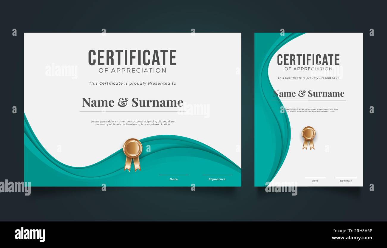 Modern Certificate Template with Wavy Paper Cut Stock Vector Image ...