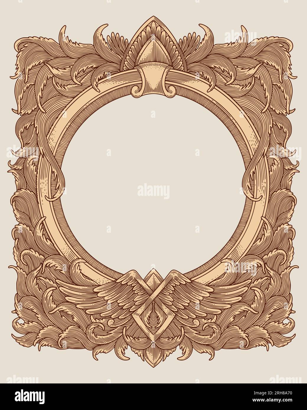 antique gold frame engraving vector illustration Stock Vector Image ...