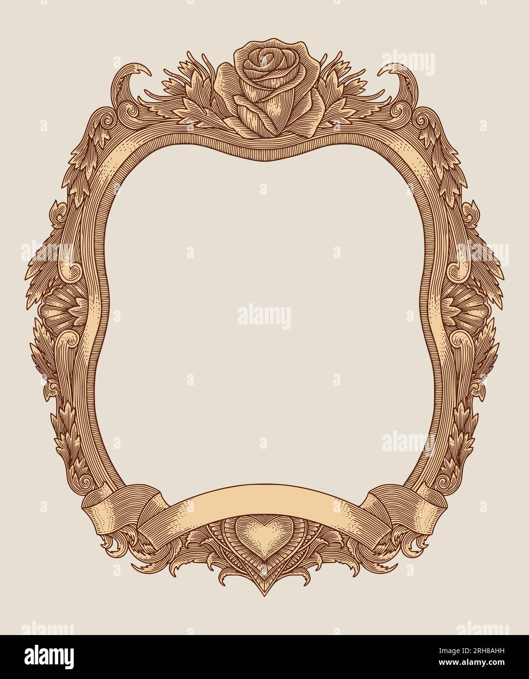 antique gold frame engraving vector illustration Stock Vector Image ...