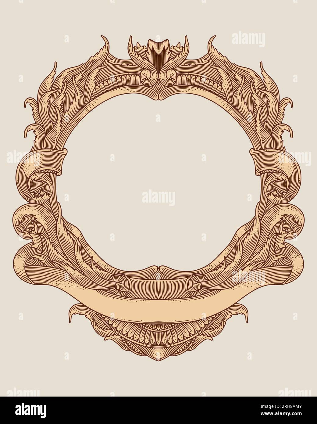 antique gold frame engraving vector illustration Stock Vector Image ...