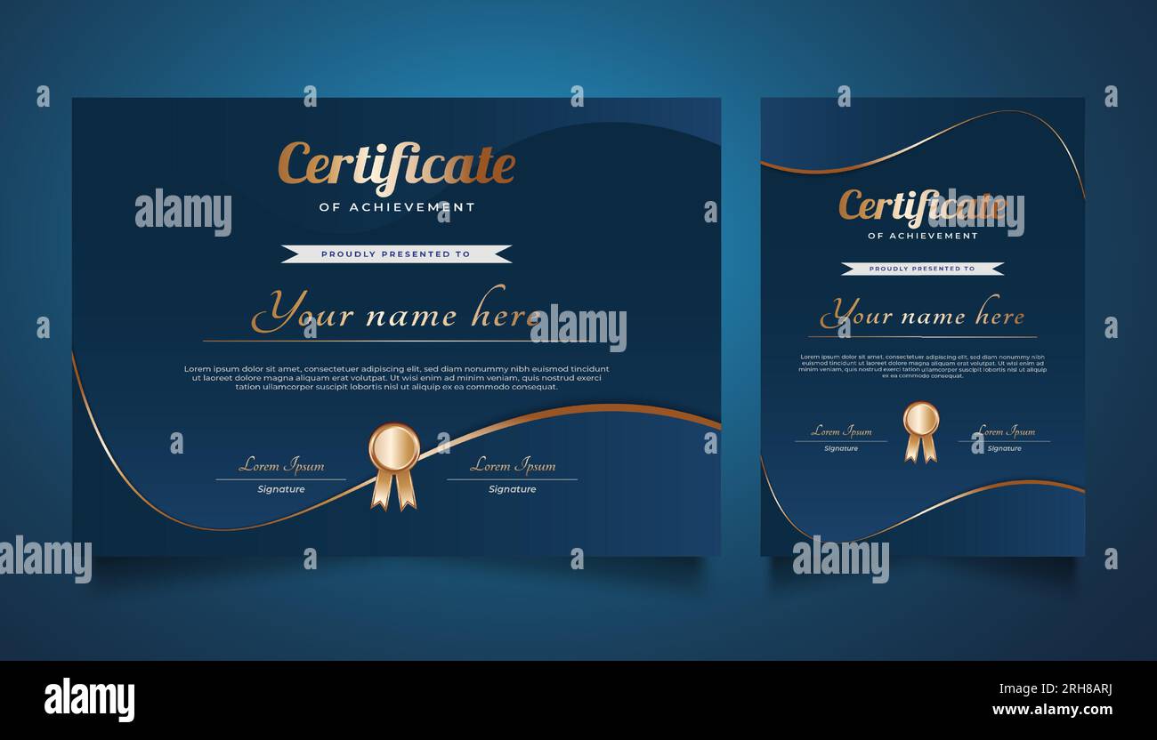 Elegant Blue and Gold Certificate Template Stock Vector Image & Art - Alamy