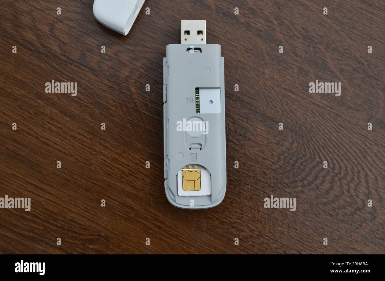 Latest generation USB 5G modem close for internet connection, allowing ...