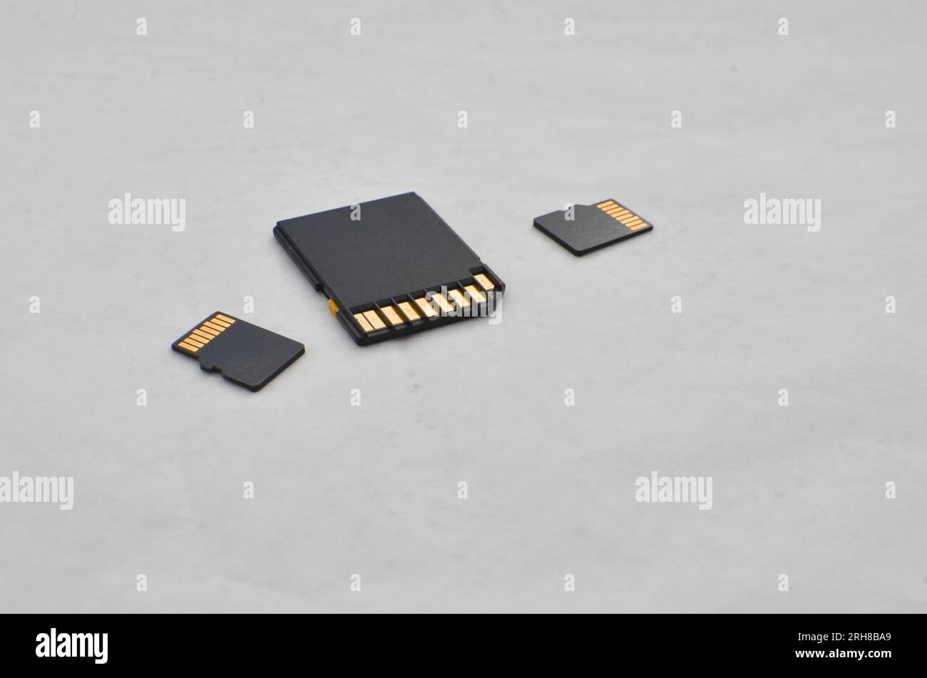 Close up of SD and microSD cards, symbols of compact and efficient ...