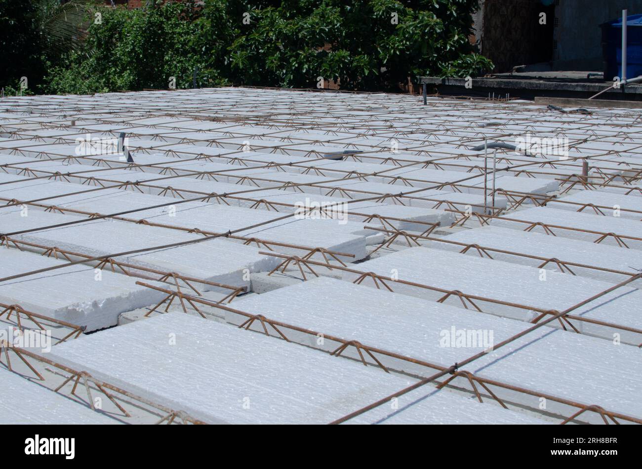 Detail of the construction of a Styrofoam slab in Brazil, a light and ...