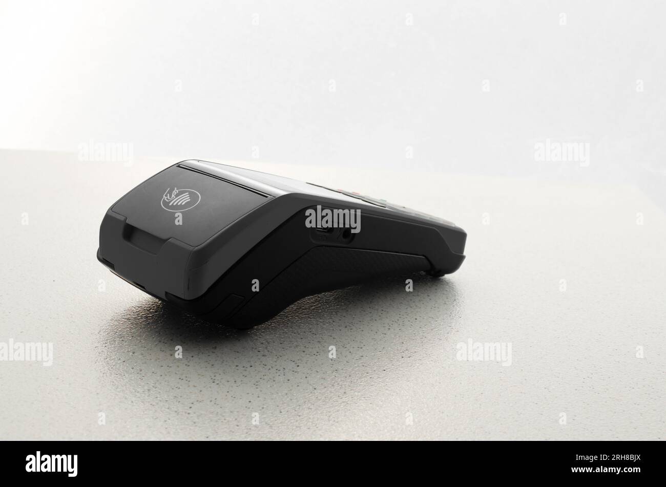 Close-up of a contactless credit card payment device, facilitating fast ...