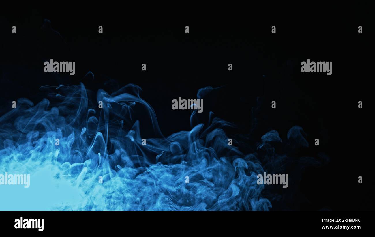 Color smoke mist cloud neon blue vapor wave black Stock Photo - Alamy