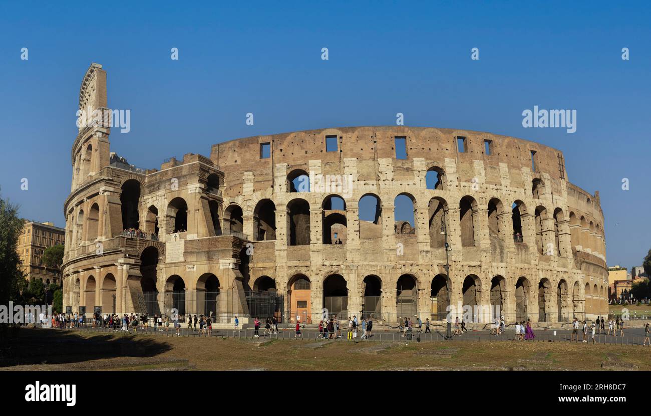 Panorama of the Colosseum in Rome, Italy in the summer afternoon ...