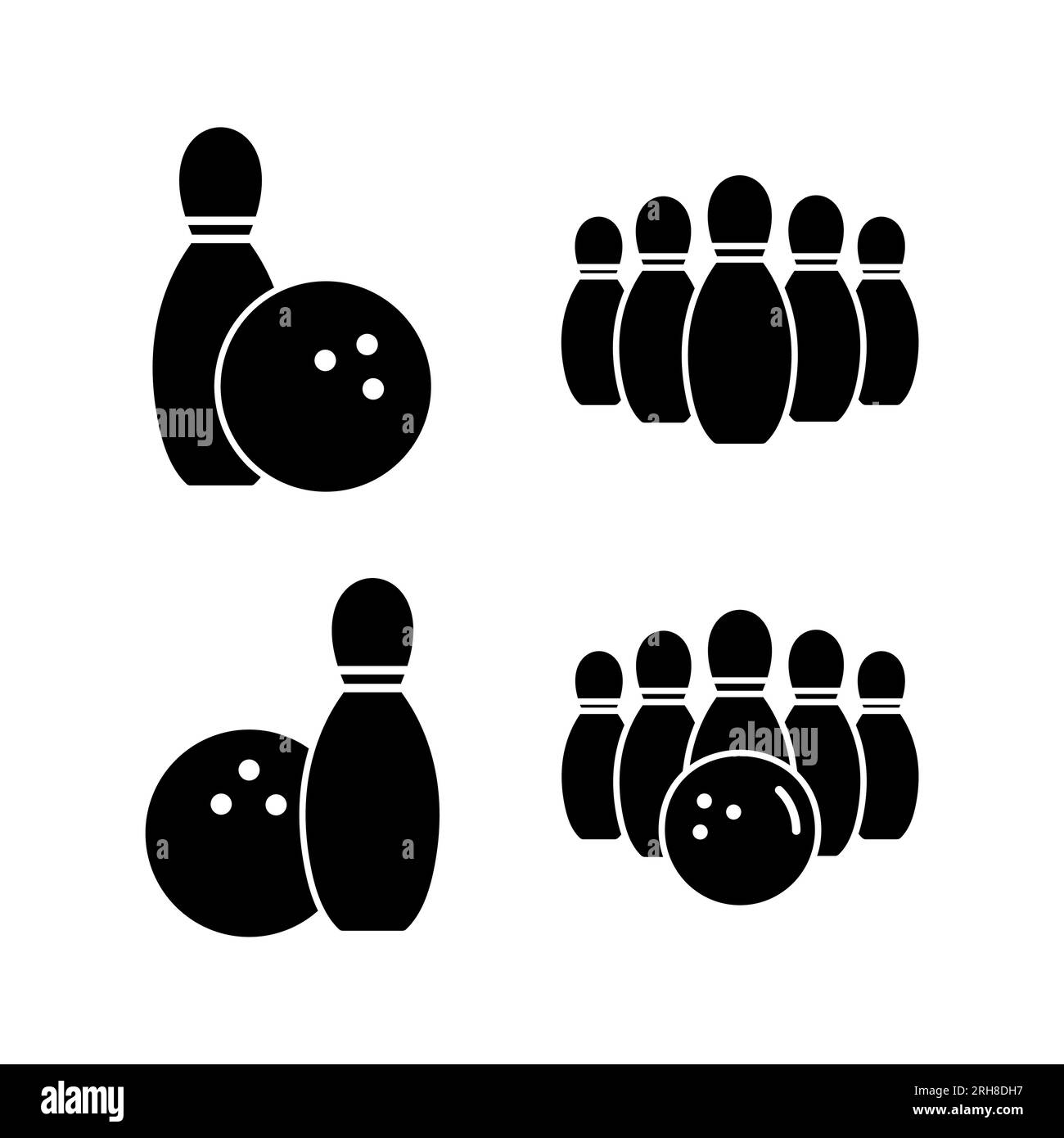 Bowling icon vector. Bowling ball and pin icon. Bowling pins with ball ...