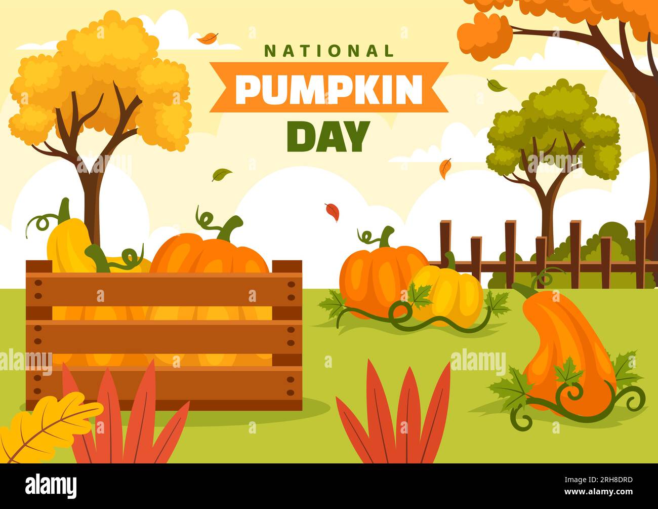 National Pumpkin Day Vector Illustration on 26 October with Cute ...