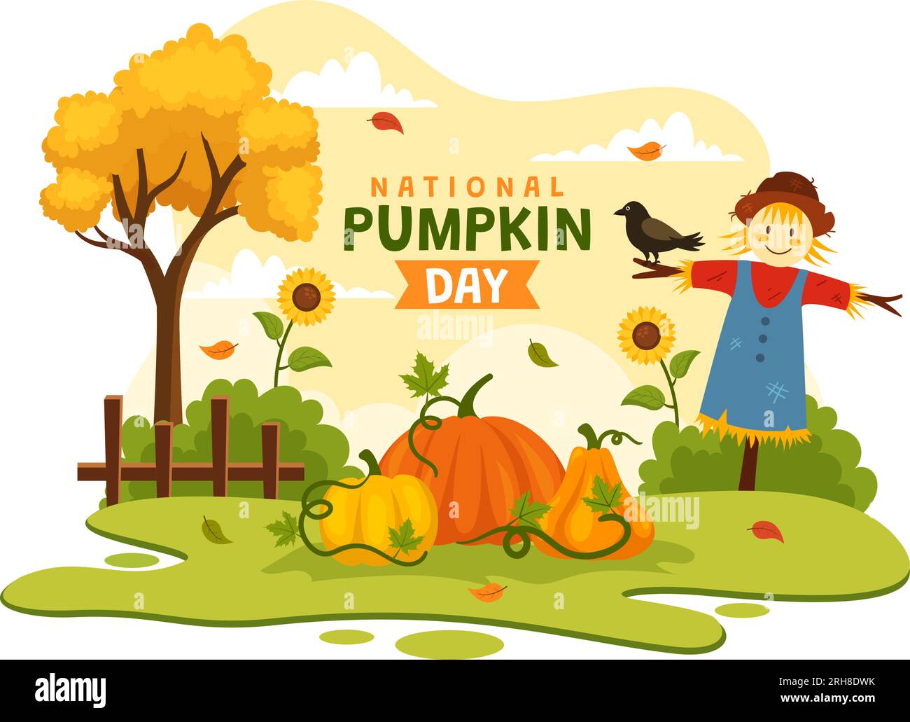 National Pumpkin Day Vector Illustration on 26 October with Cute ...