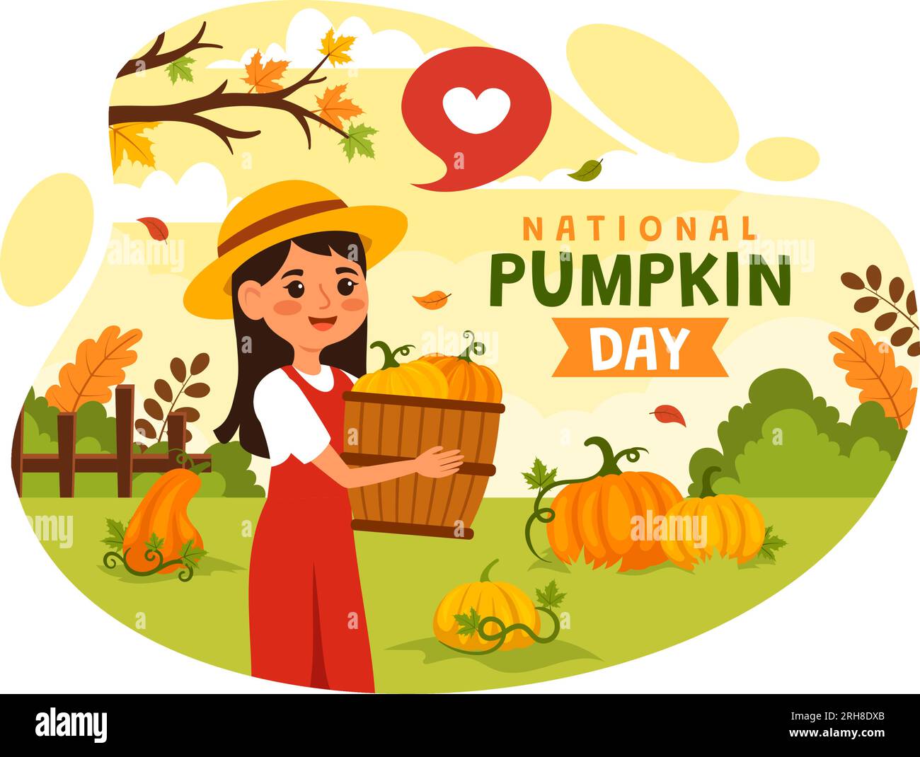 National Pumpkin Day Vector Illustration on 26 October with Cute ...