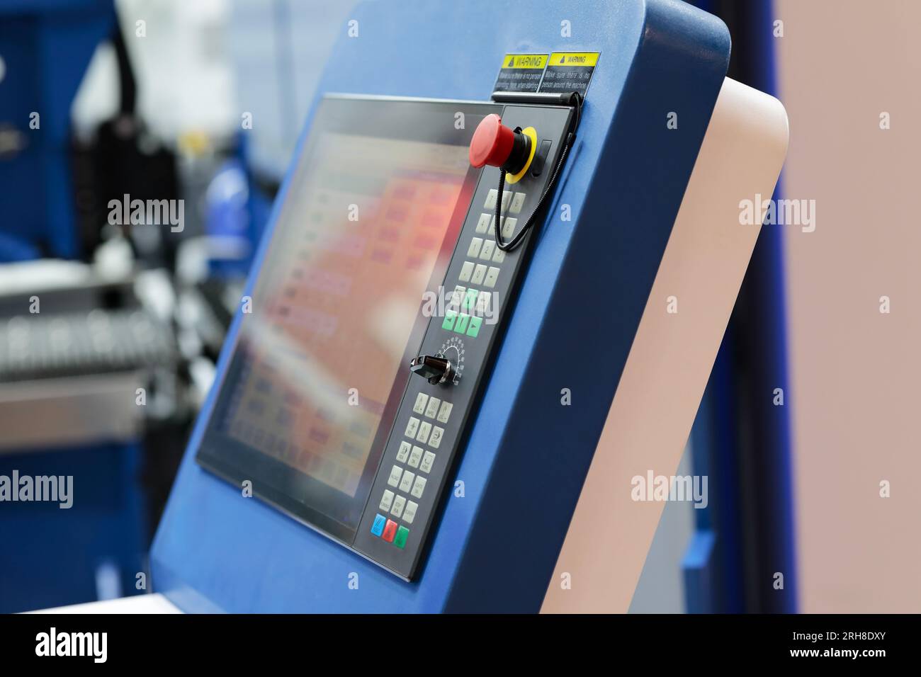 Cnc Control Console With Touchscreen And Stylus Pen Selective Focus