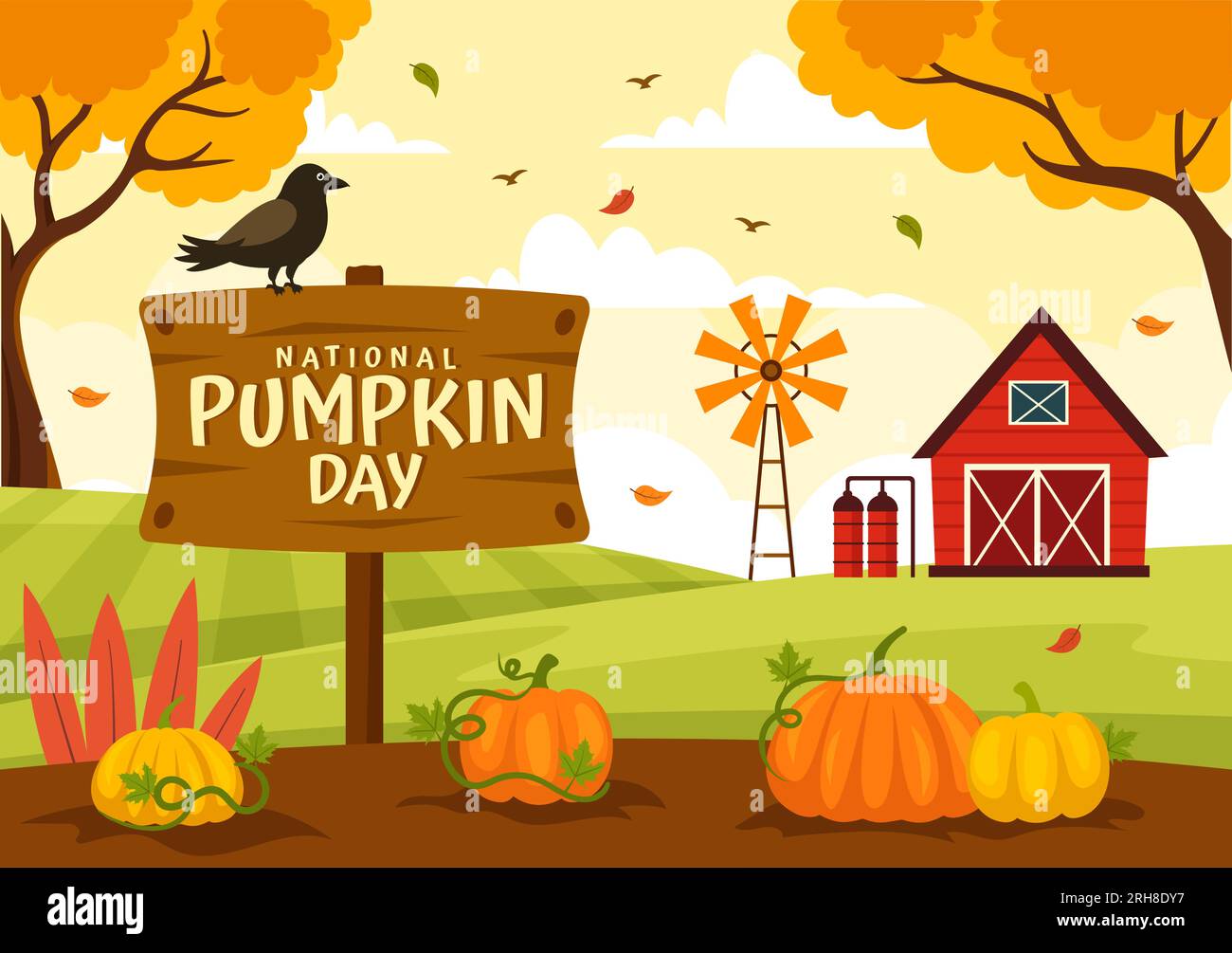 National Pumpkin Day Vector Illustration on 26 October with Cute ...