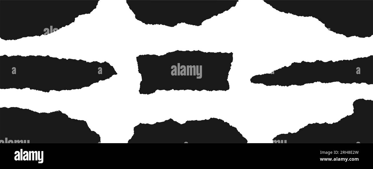 Torn paper corner pieces. Black cutout shapes with jagged edges and ...