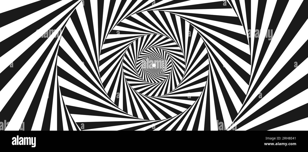 Radial optical illusion background. Black and white abstract rotating ...