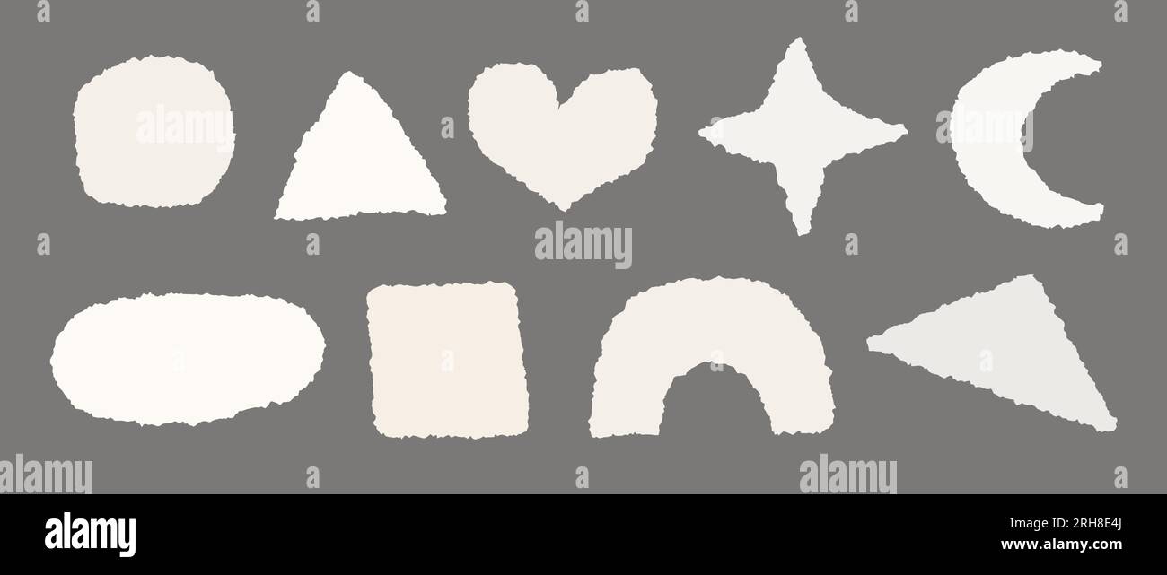 Torn paper set. Geometric shapes with jagged edges. Ripped square ...