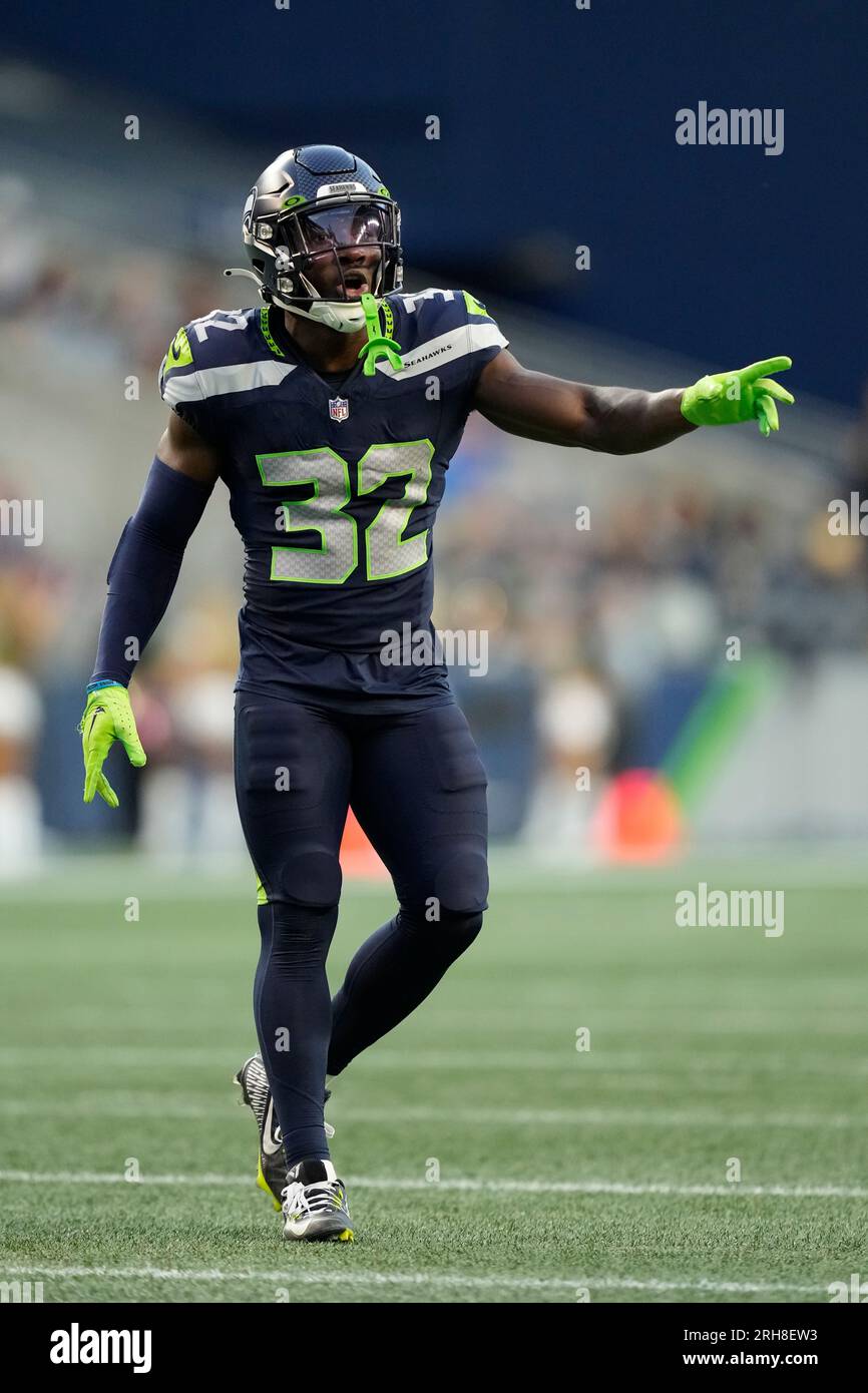 Seattle Seahawks safety Jerrick Reed II (32) looks on during an NFL pre ...