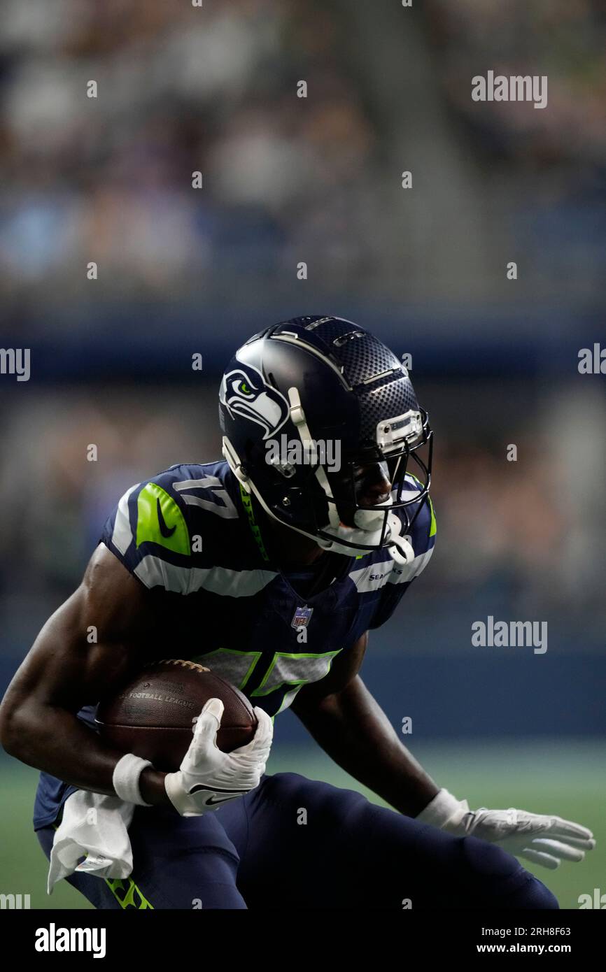 Seattle Seahawks wide receiver Matt Landers (17) runs with the ball ...