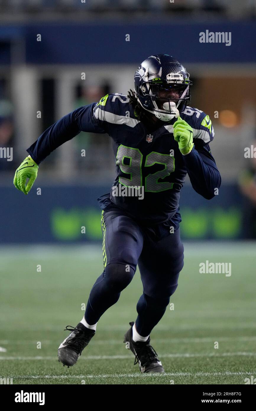 Seattle Seahawks linebacker Tyreke Smith (92) runs down the field ...