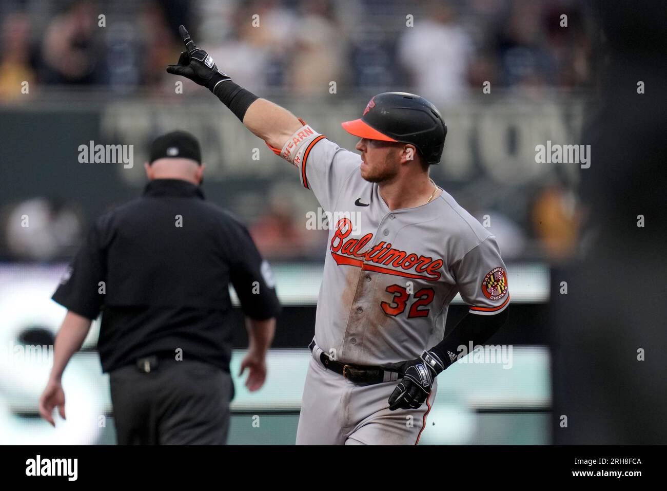 Baltimore Orioles' Ryan O'Hearn celebrates after hitting a home run ...