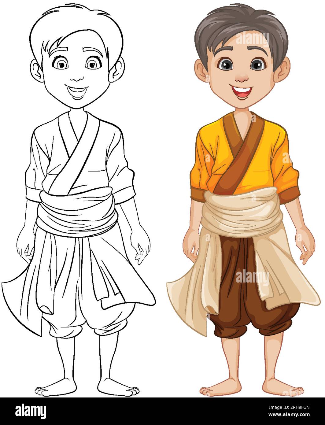 Colorful cartoon characters depicting Southeast Asian men in ...