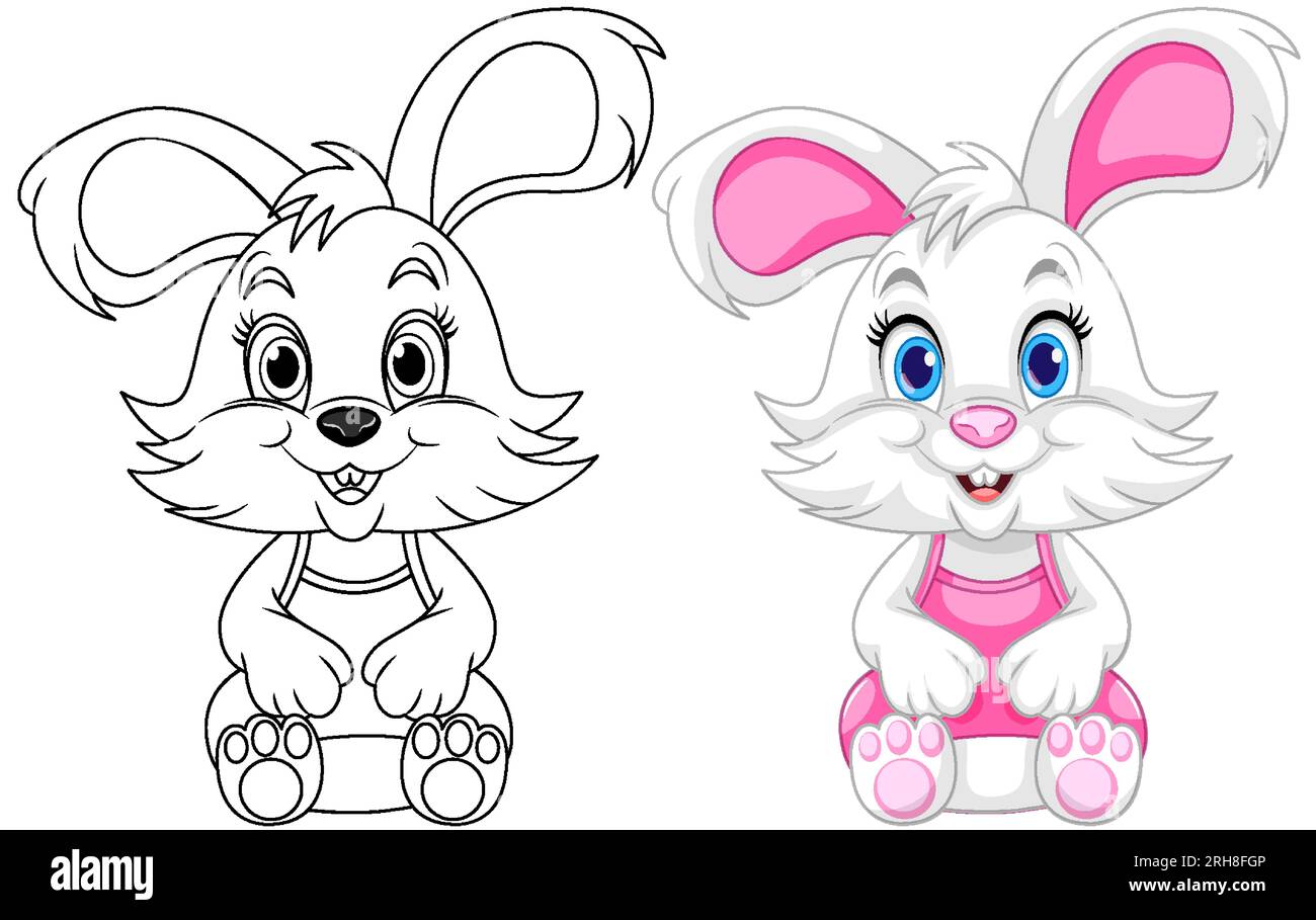 Coloring Page Outline of Cute Rabbit illustration Stock Vector Image ...