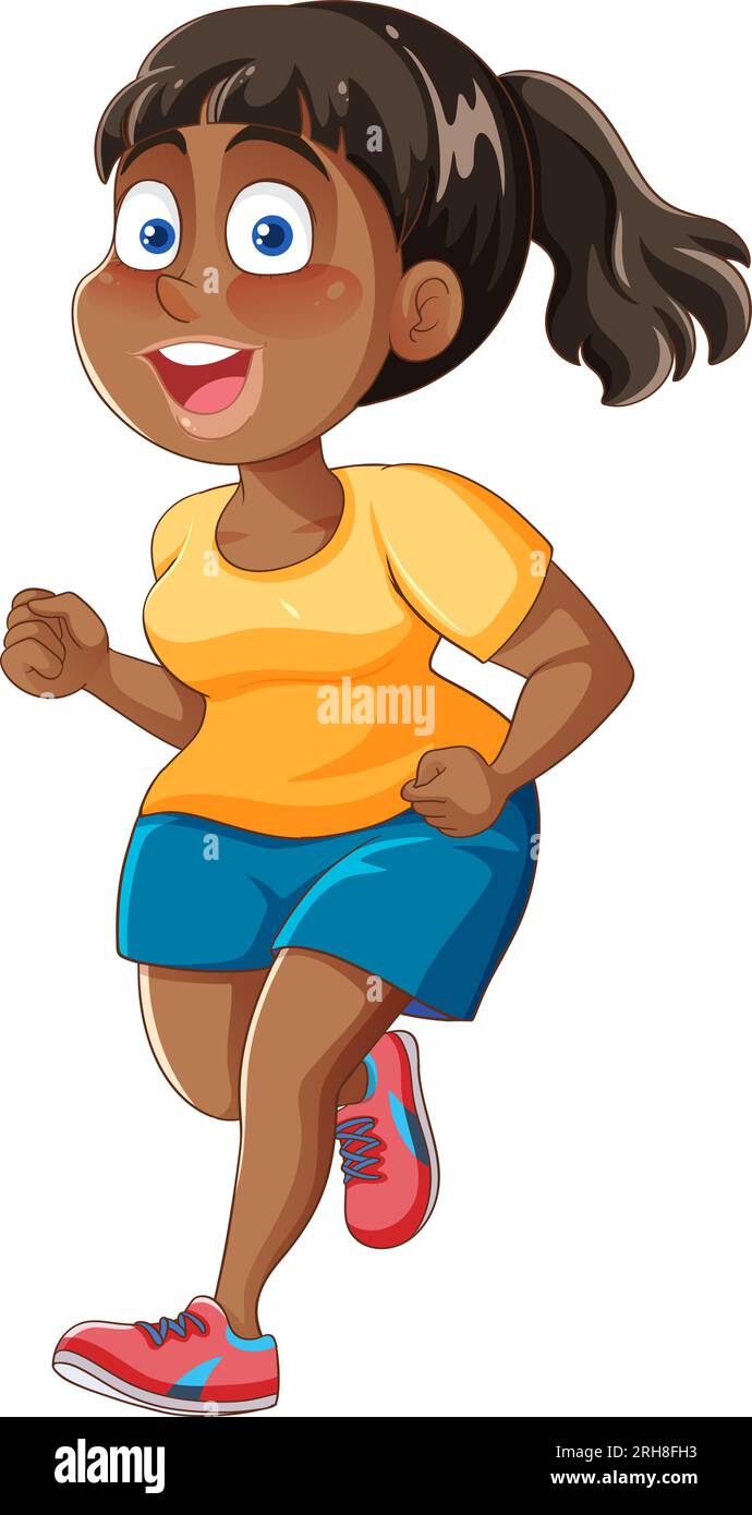 Chubby Woman Running Pose Cartoon Character illustration Stock Vector ...