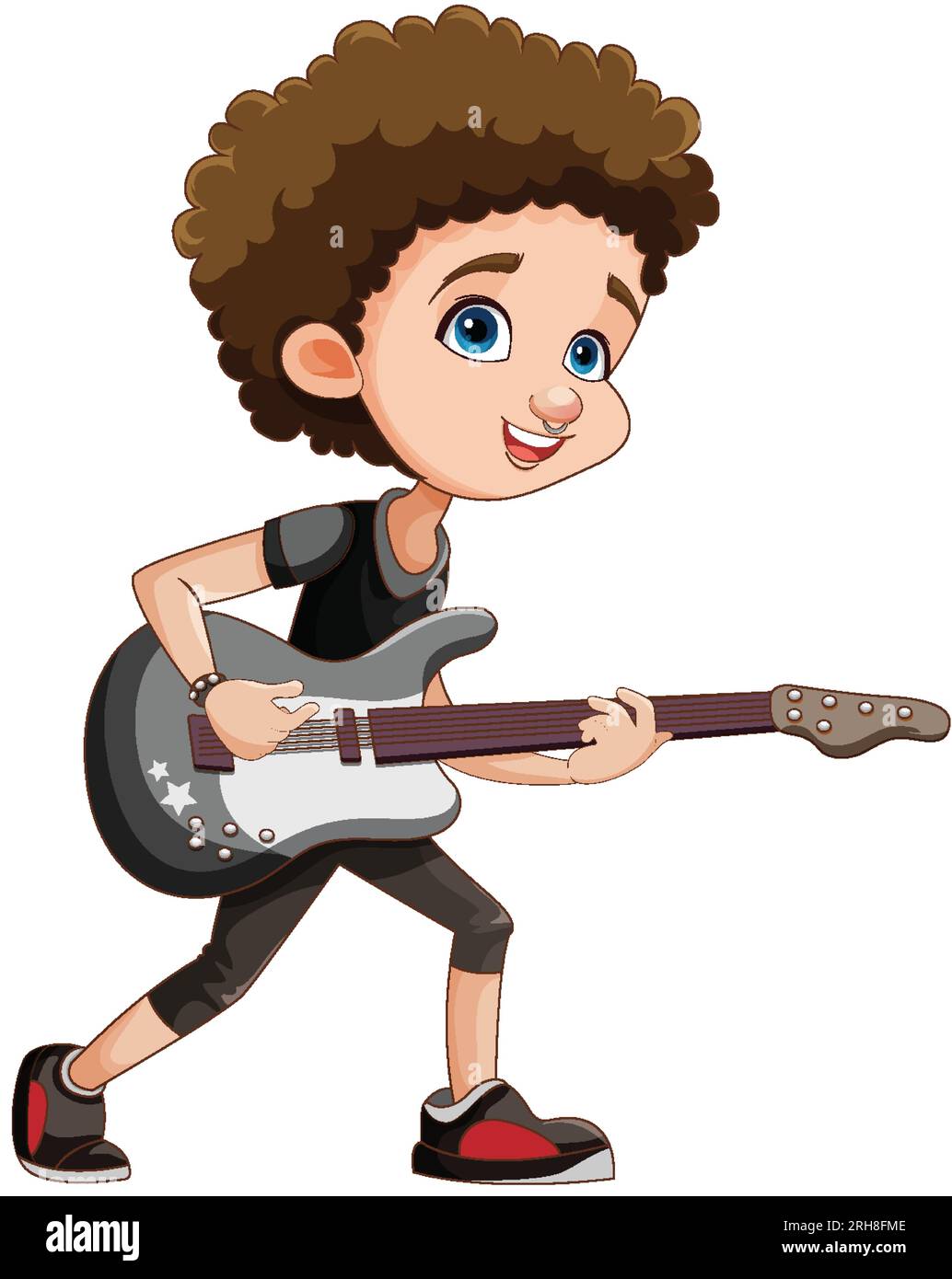 Male rock musician playing bass illustration Stock Vector Image & Art ...