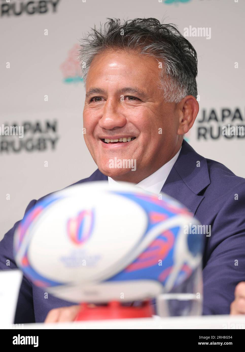 Head coach of the Japan national rugby union team Jamie Joseph attends ...