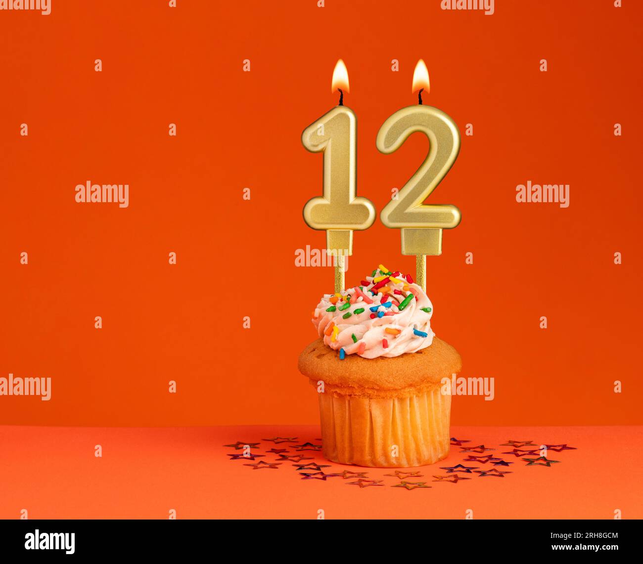 Birthday candle number 12 - Invitation card with orange background ...