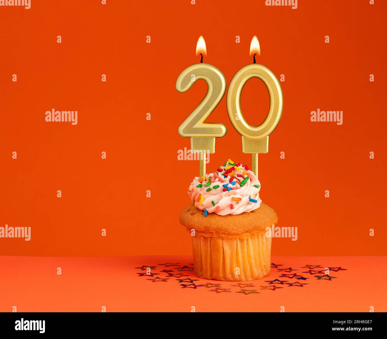 Birthday candle number 20 - Invitation card with orange background ...