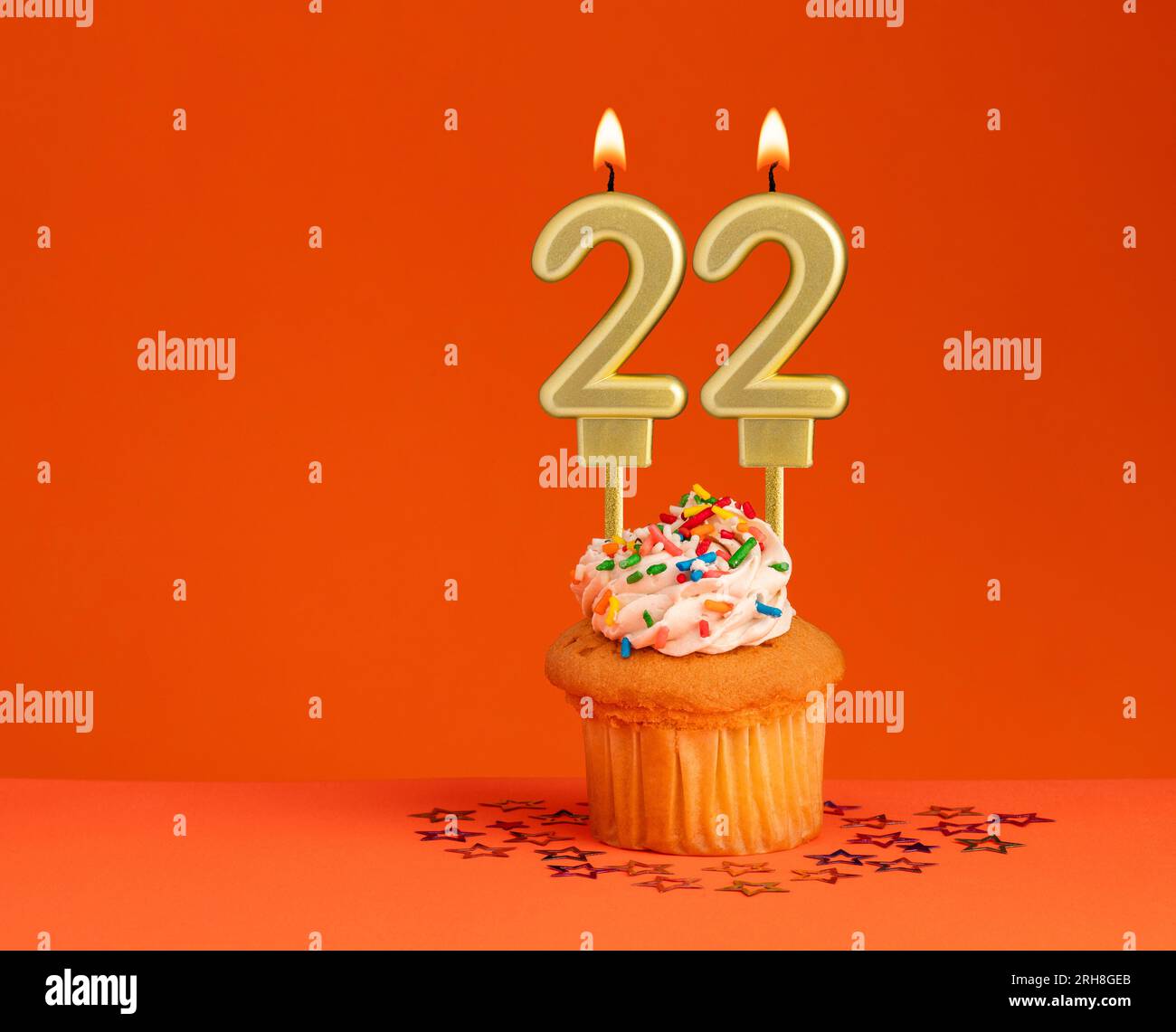 Birthday candle number 22 - Invitation card with orange background ...