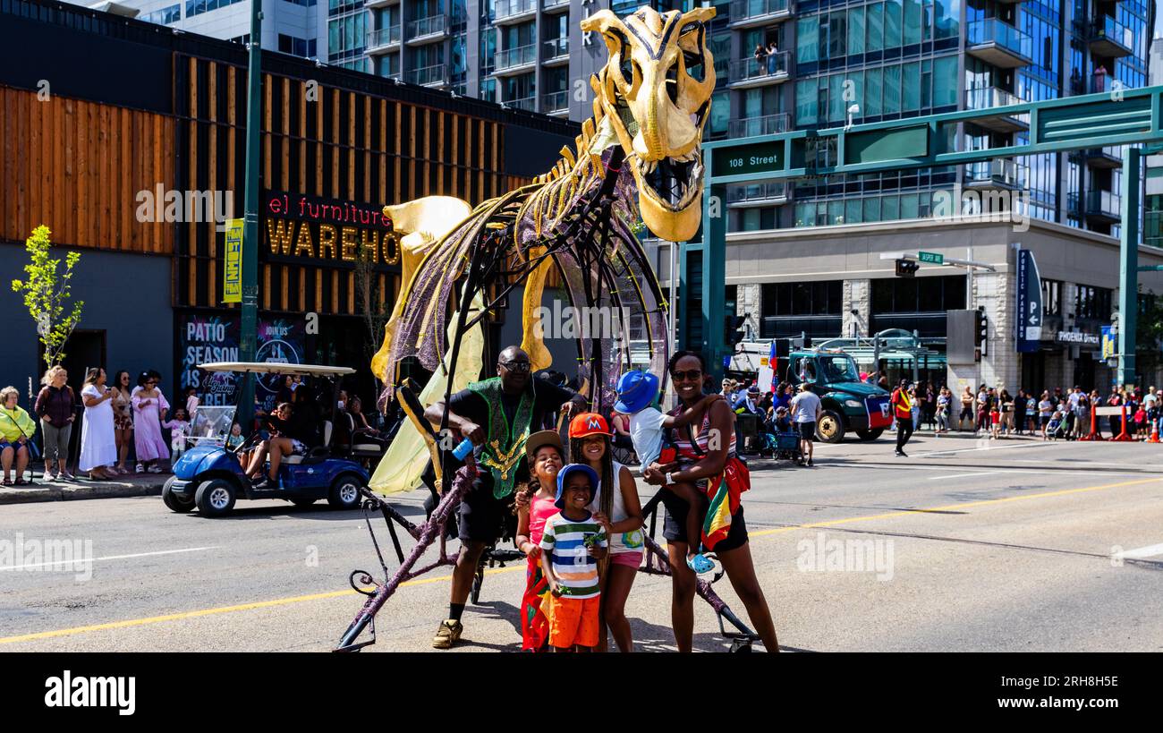 Edmonton, Canada. 13th Aug, 2023. The rolling floats representing the ...