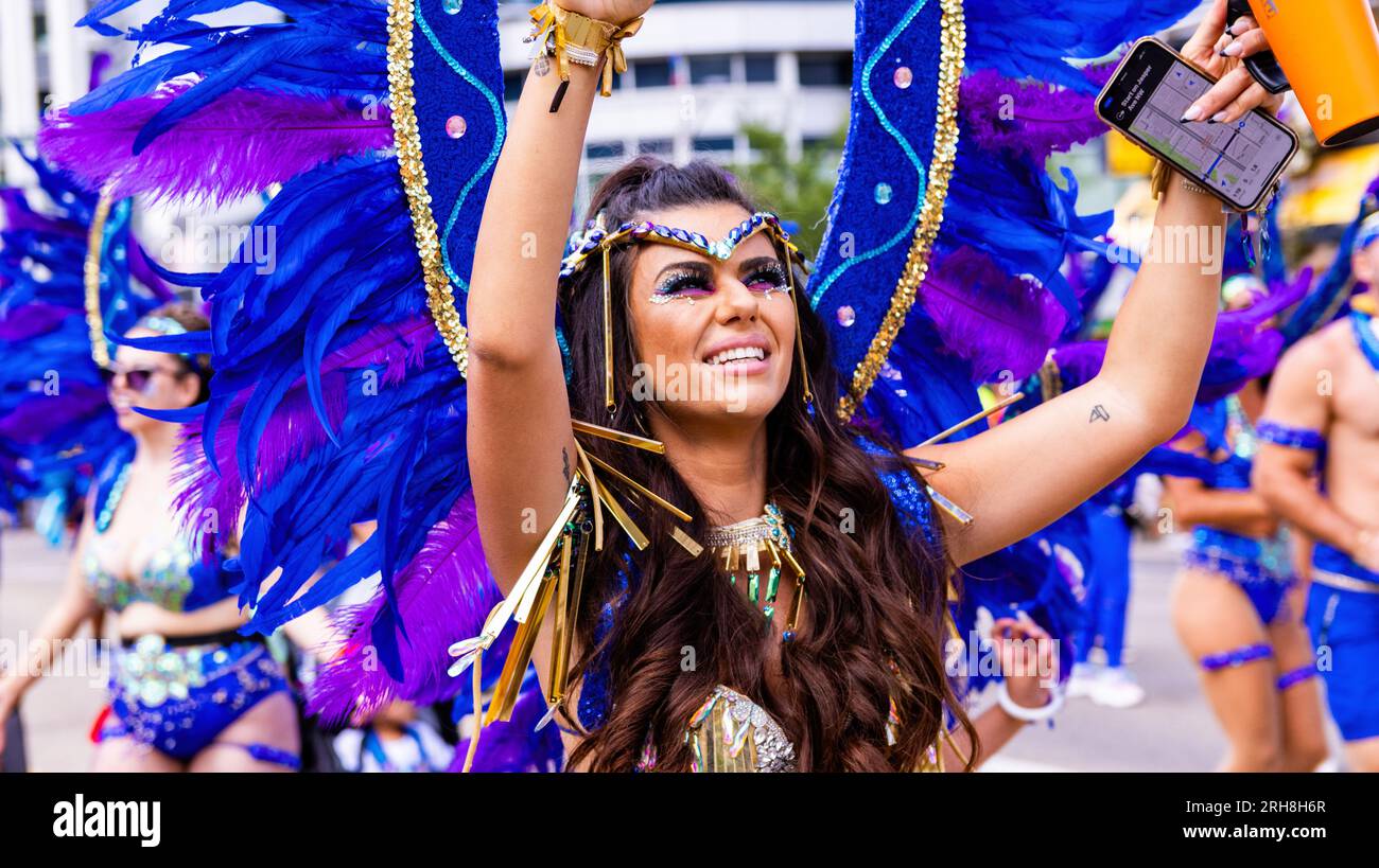 Edmonton, Canada. 13th Aug, 2023. A participant is seen dancing as the ...