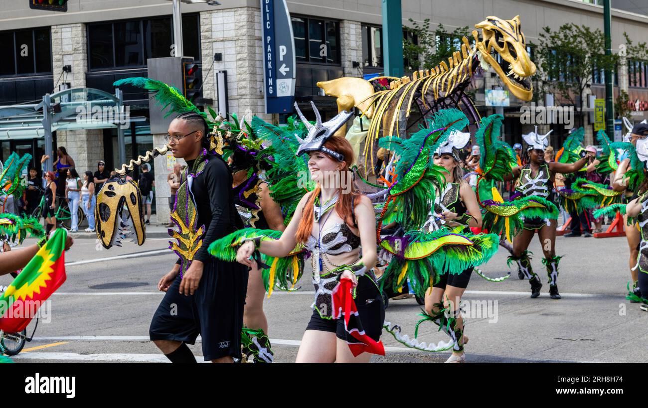 Edmonton, Canada. 13th Aug, 2023. Some members build the theme of the ...