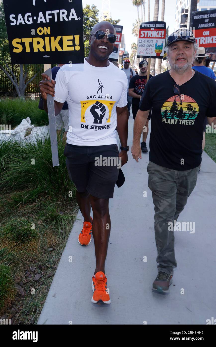 Los Angeles, Ca. 14th Aug, 2023. Wolé Parks seen as members of SAG ...