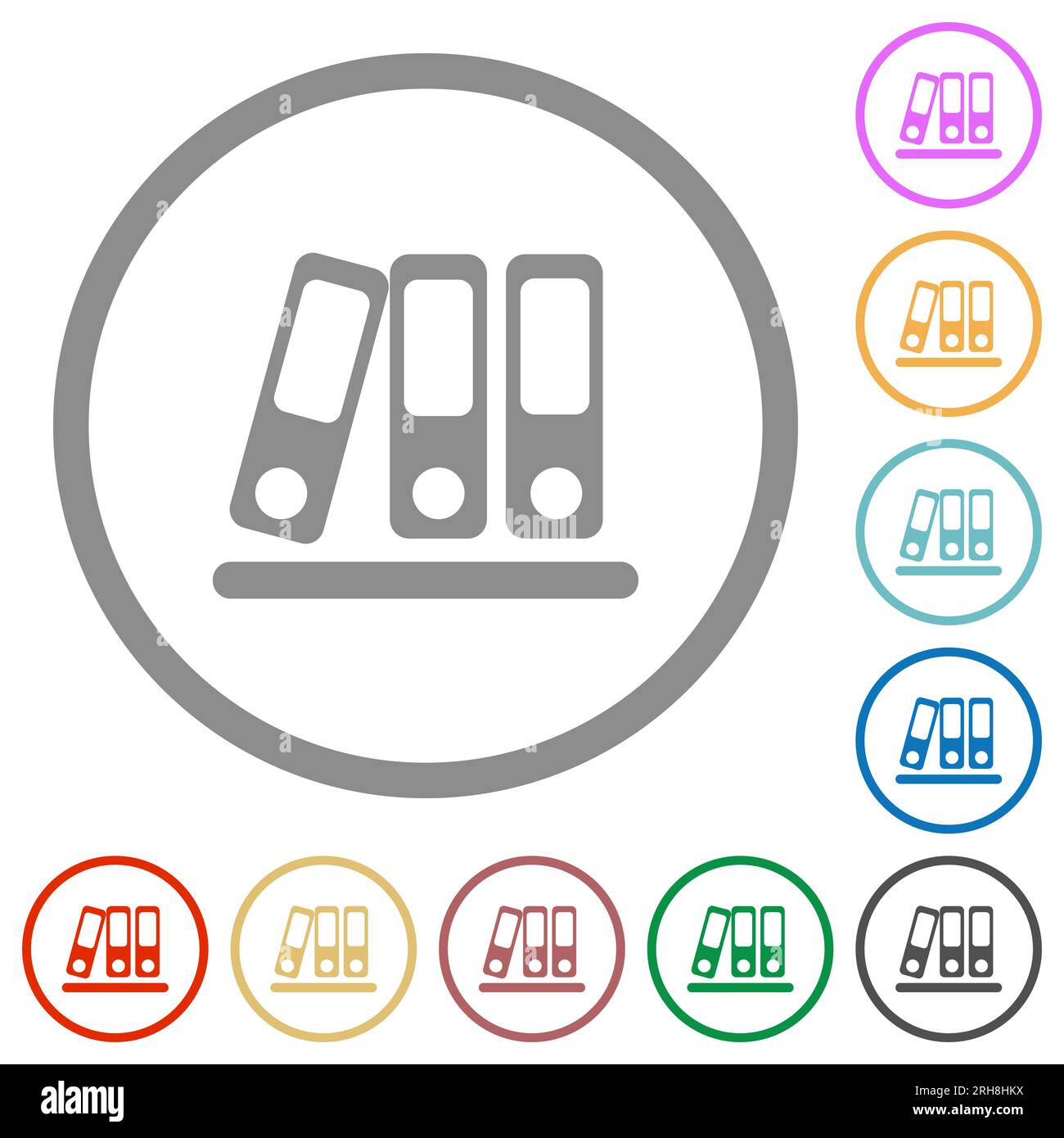 Office binders flat color icons in round outlines on white background Stock Vector Image & Art ...