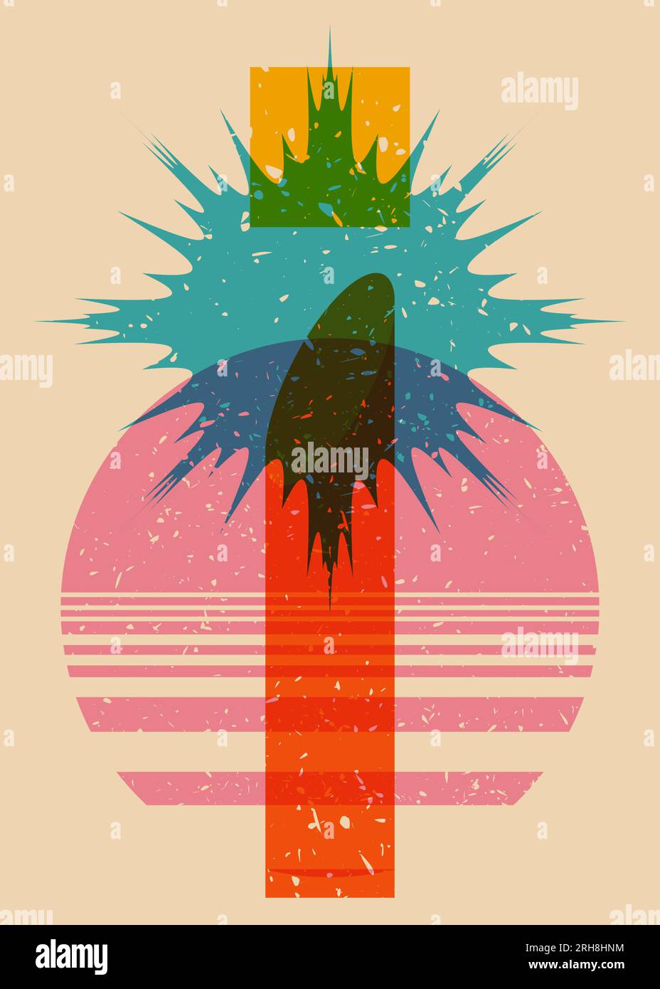 Colorful geometric shapes. Object in trendy riso graph design. Geometry ...