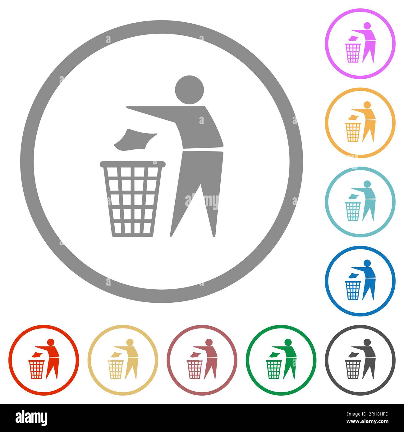 Tidy man solid flat color icons in round outlines on white background ...