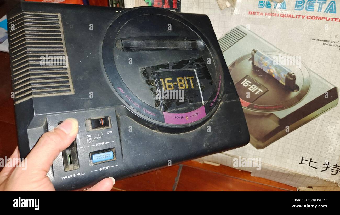 SHANGHAI, CHINA - AUGUST 14, 2023 - Sega MD16 bit game console Mega ...