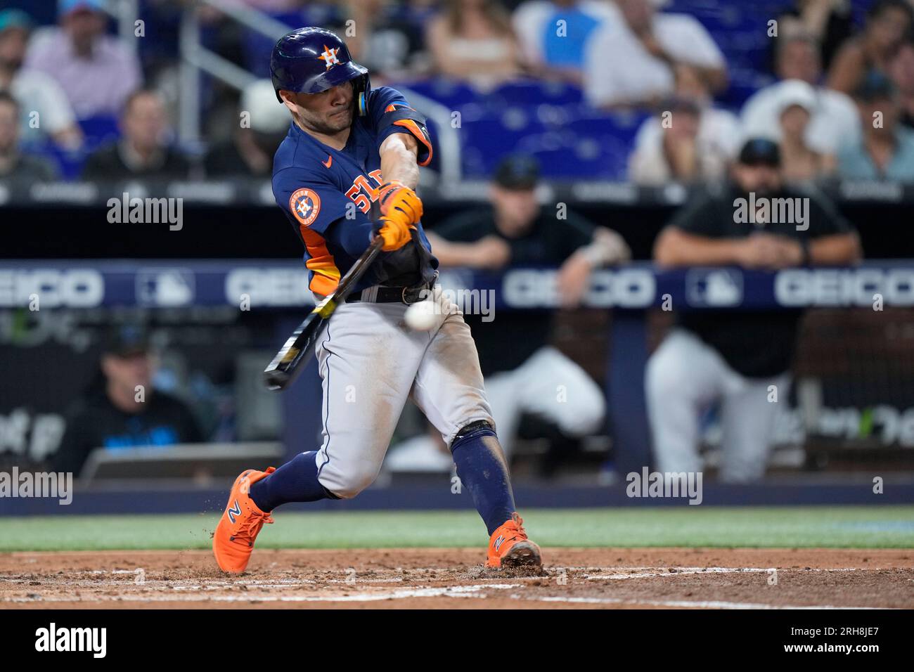 Houston Astros' Jose Altuve bats during the third inning of a baseball ...