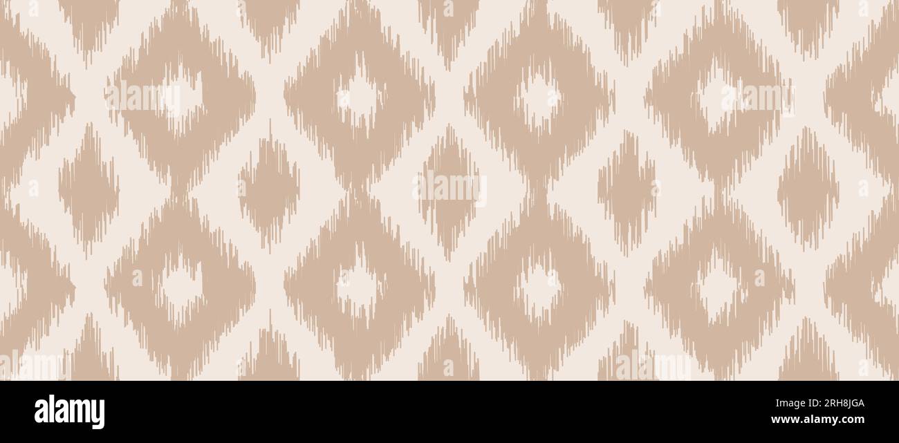Seamless beige ikat pattern. Ethnic diamond monochrome repeating ...