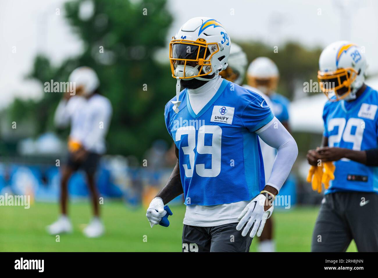 Los Angeles Chargers corner back Michael Jacques (39) warms up during ...