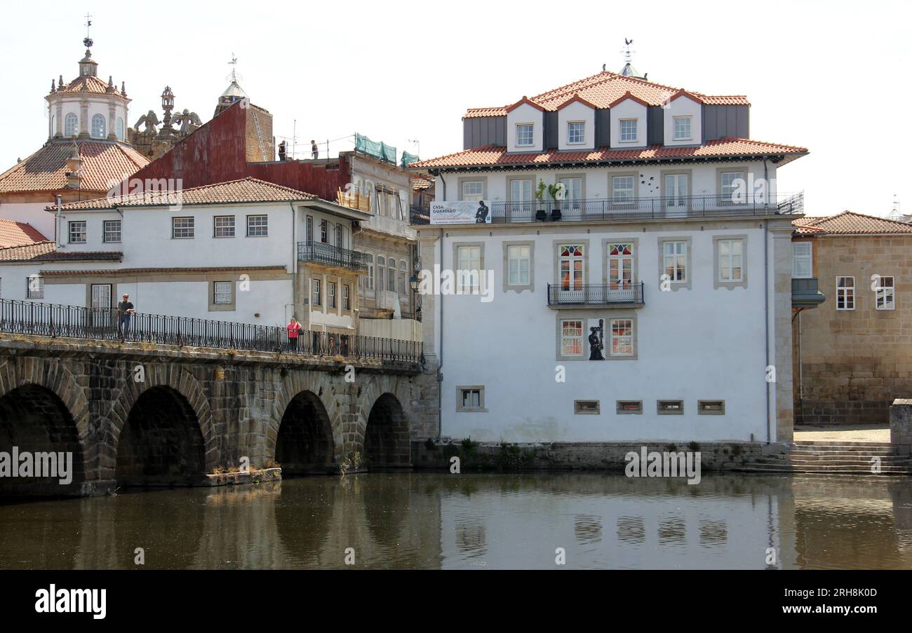 Roman bridge of Emperor Trajan crossing the Tamega river, medieval and ...