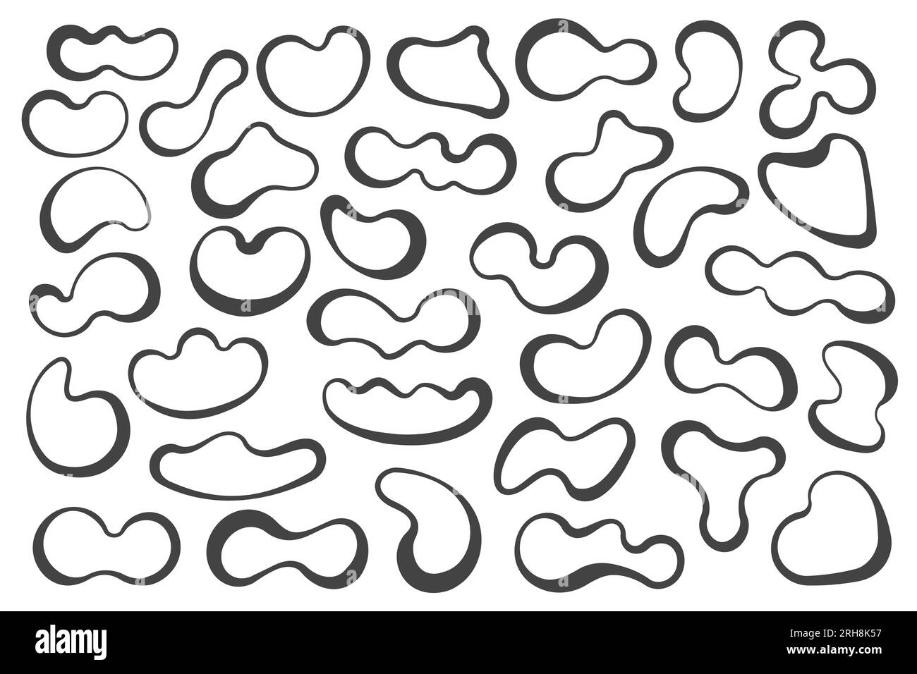 Organic Abstract Shapes Liquid Organic Blobs Random Black Simple Ink Drops Fluid Vector